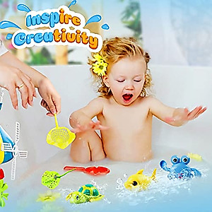 Bath Toys for Toddler 18 Month Bathtub - Baby Water Bathtub Toys with Shower, Floating Wind-up Toys and Fishing Game Toys for Pool Swimming Games, Ideal Gifts for Infants Boys Girls 6-12