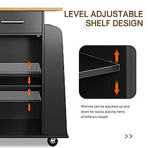 SUNLEI Kitchen Island with Storage Cabinet (Classic Black, 22-INCH)
