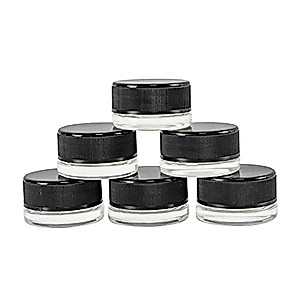 NC 10Pcs 3ml Glass Pot Jars Round Clear Leak Proof Glass Cosmetic Container Jars with Black Lids for Sugar Scrub, Cream, Bath Salt, Slime(0.1oz)