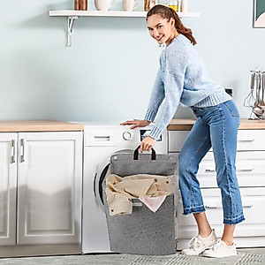 Wall Hanging Laundry Basket, Collapsible Laundry Hamper with Handle & Laundry Balls,Space-Saving Foldable Storage Dirty Washer Organizer Bin Multi-function Container Durable, Set of 2