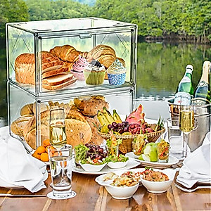ONLYOILY 2PCS Upgrade Large Bread Box for Kitchen Countertop, Plastic Bread Box Bread Holder, Stackable Double Layer Bread Storage Container, Clear Bread Boxes for Kitchen Countertop, Pantry Storage