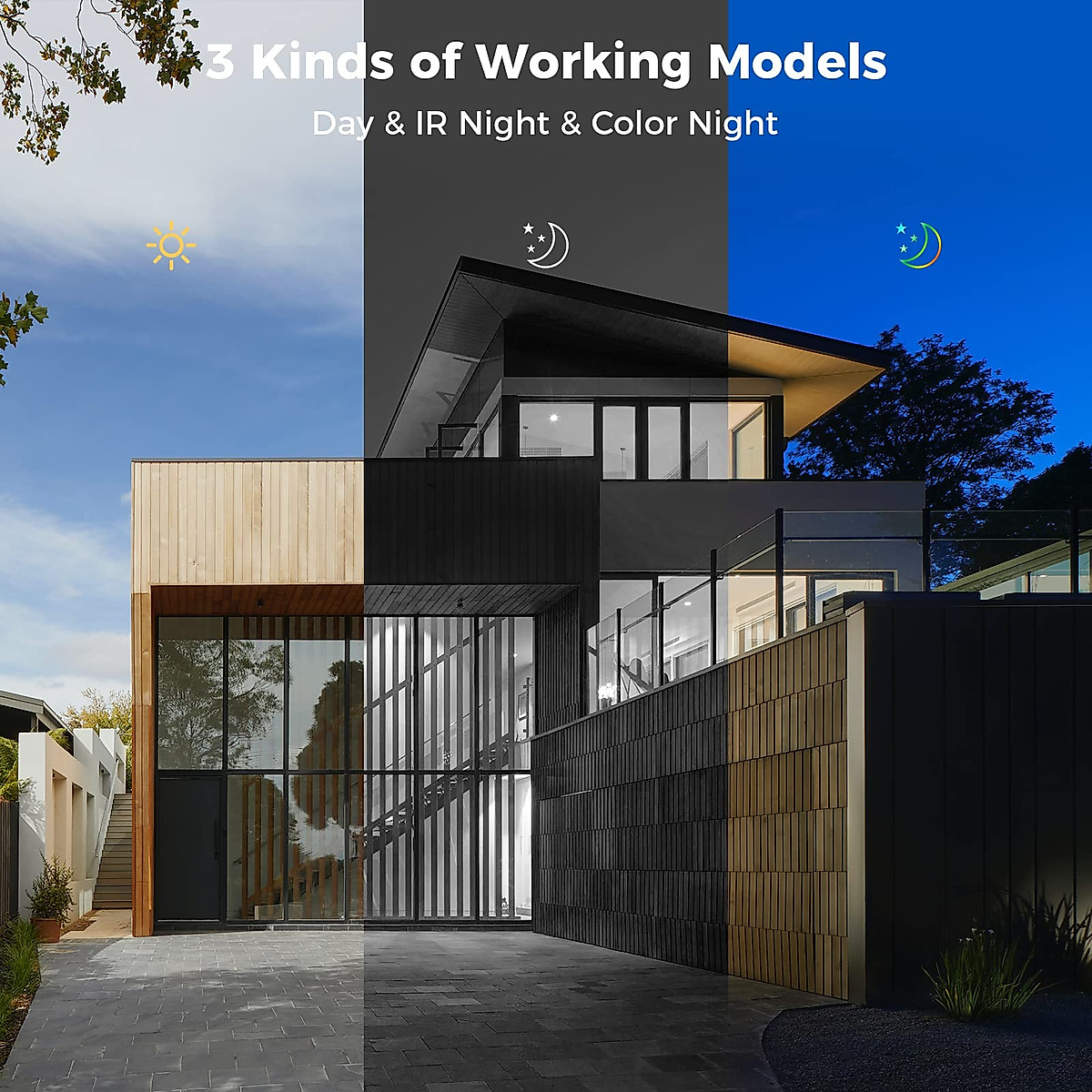 Hiseeu Security Camera Wireless Outdoor, 3MP Color Night Vision WiFi Home Video Surveillance Pan&Tilt 360° with Motion Detection,Siren/Motion/Light Alarm,2-Way Audio,IP66 Weatherproof,Work with Alexa