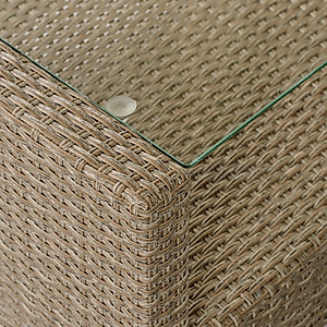 Merax 4 Piece Outdoor Patio Furniture Sets Conversation Set Wicker Ratten Sectional Sofa with Seat Cushions