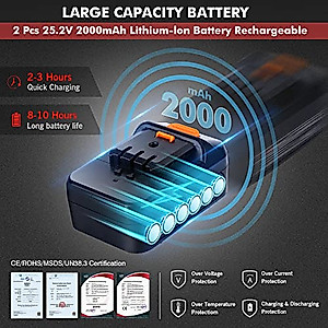 KOMOK Electric Pruning Shears, Professional Cordless Electric Pruners Battery Powered Tree Branch Cutter with 2 Rechargeable 2 Ah Lithium Batteries, 1.65" (42mm) Cutting Diameter 8-10 Working Hours