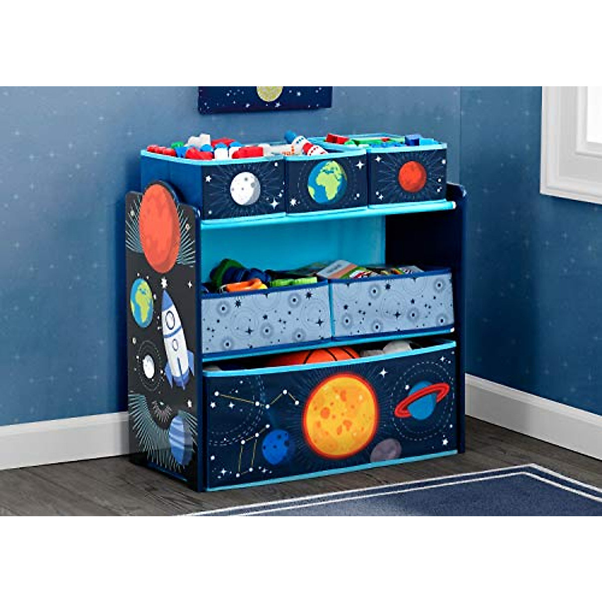 Delta Children Space Adventures Design & Store 6 Bin Toy Storage Organizer - Greenguard Gold Certified, Blue