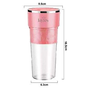 JayJos Portable Blender Smoothie Juicer Cup USB Rechargeable Home Travel Personal Mini size, Electric Powerful Sports (Pink)