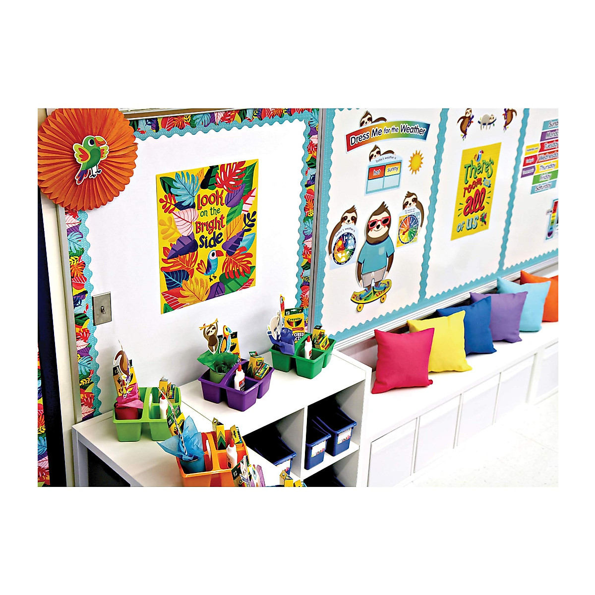 Carson Dellosa 1 World Sloth Weather Bulletin Board Set Seasons & Weather Charts,Seasonal Accents & Articles of Clothing to Dress Sloth for the Weather,Homeschool or Classroom Décor(54 pc)(Pack of 2)