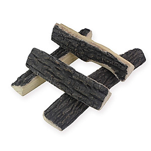 Dulousia Anyneo Ceramic Wood Logs, Gas Fireplace Log, Indoor Outdoor Fire Pits Lifelike Branch Gas Log for Vent Free, Propane, Electric, Gas Inserts (style B-4pcs)