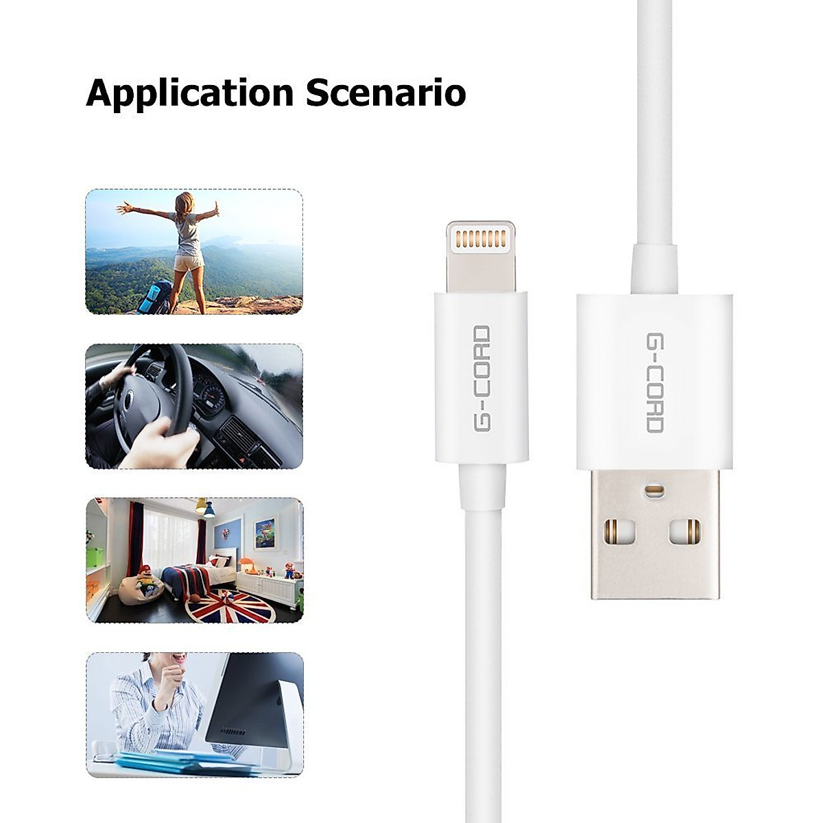 G-Cord Apple MFI Certified Short Lightning to USB Charging and Sync Cable (5 Pack, 7 Inch)