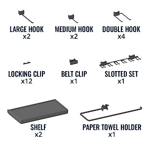 Heavy-Duty Pegboard Wall Kit, 13 Lockable Attachments, Garage Organization & Storage, 2 Panel Pegboard System, Solid Steel Holds 300 lbs, 34 in. x 32 in.