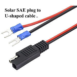 AAOTOKK (2Pack SAE to Fork Ring Terminals Plug Cable U Type Terminal to SAE Power Automotive Solar Panel Charging Cable18AWG 2 Pin Quick Connect/Disconnect Jack SAE Connector(30cm/U Ring)