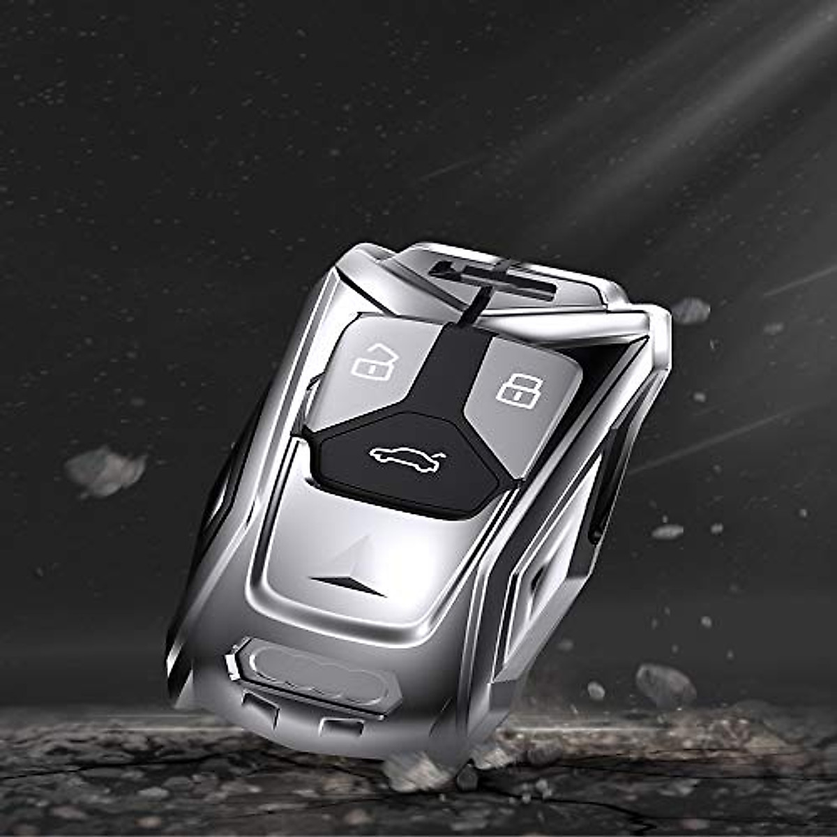 K LAKEY Car Key Fob Cover,Compatible with Audi Remote Key A4 RS4 A5 F5 S5 RS5 A6 A7 C8 A8 Q5 FY Q7 4M TT TTS TTRS R8 Smart Keyless Entre Key Fob,Armor Key Fob Case Protector Jacket with Buckle Black