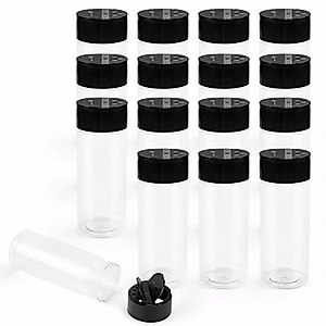 Foraineam 16 Pack - 17 oz. (500ml) Plastic Spice Jars Containers Bottles with Black Flip Cap To Pour Or Sifter Shaker - Perfect for Storing Spice, Powders and Herbs