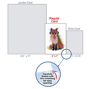 The Best Card Company - 1 Happy Birthday Card with Envelope - Adorable Colorful Animals, Fun Kids Notecard - Funky Rainbow Wildlife Fox C4948ABDG