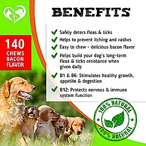 Flea and Tick Prevention Chewable Pills for Dogs - Revolution Oral Flea Treatment for Pets - Pest Control & Natural Defense - Chewables Small Tablets Made in USA… (Bacon)