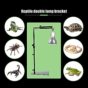 2 Hooks Ajustable Reptile Lamp Stand Bracket.Reptile Heat Light Stand Terrarium Metal Basking Lamp Holder, Use for Reptile Cold-Blooded Animals or Succulent Plants Glass Terrarium Heating Light
