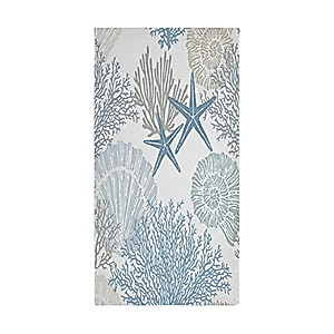 SHUSTARY 2 Pack Beach Theme Hand Towels for Bathroom,Coastal Blue Grey Starfish Seashell Coral Ocean Marine Soft Absorbent Kitchen Towels Decorative Hand Bath Towels for Shower,Face,Gym,Spa 14"x28"