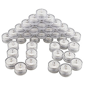 SAMYO Set of 36 Waterproof Wedding Submersible Battery LED Tea Lights Underwater Sub Lights- Wedding Centerpieces Party Decorate (White)