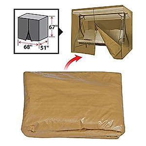 BenefitUSA Outdoor Furniture Porch Set 3 Seater Size Swing Cover Protective Protector, Tan