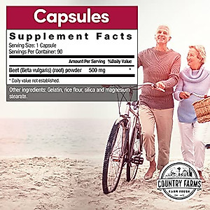 COUNTRY FARMS Bountiful Beets Capsules, Wholefood Beet Extract Superfood, Natural Nitric Oxide Booster, Beet Root Powder, Circulation and Immune Support, 90 Count, 90 Servings