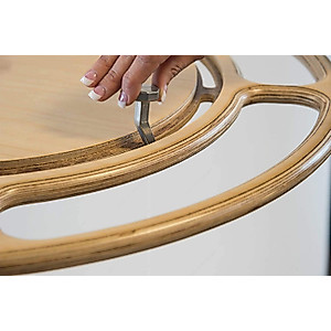 Richelieu Kitchen Solutions NSLSKM28S7 Swiveling 28" Diameter Wood Kidney shape Lazy Susan with 7 Metal Hooks for Pots and Pans