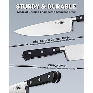 Cooks Standard High Carbon Stainless Steel Knife Set 2-Piece, 8" Chef’s Knife and 7" Santoku Knife Classic Sharp Kitchen Knives Set, Ergonomic Handle
