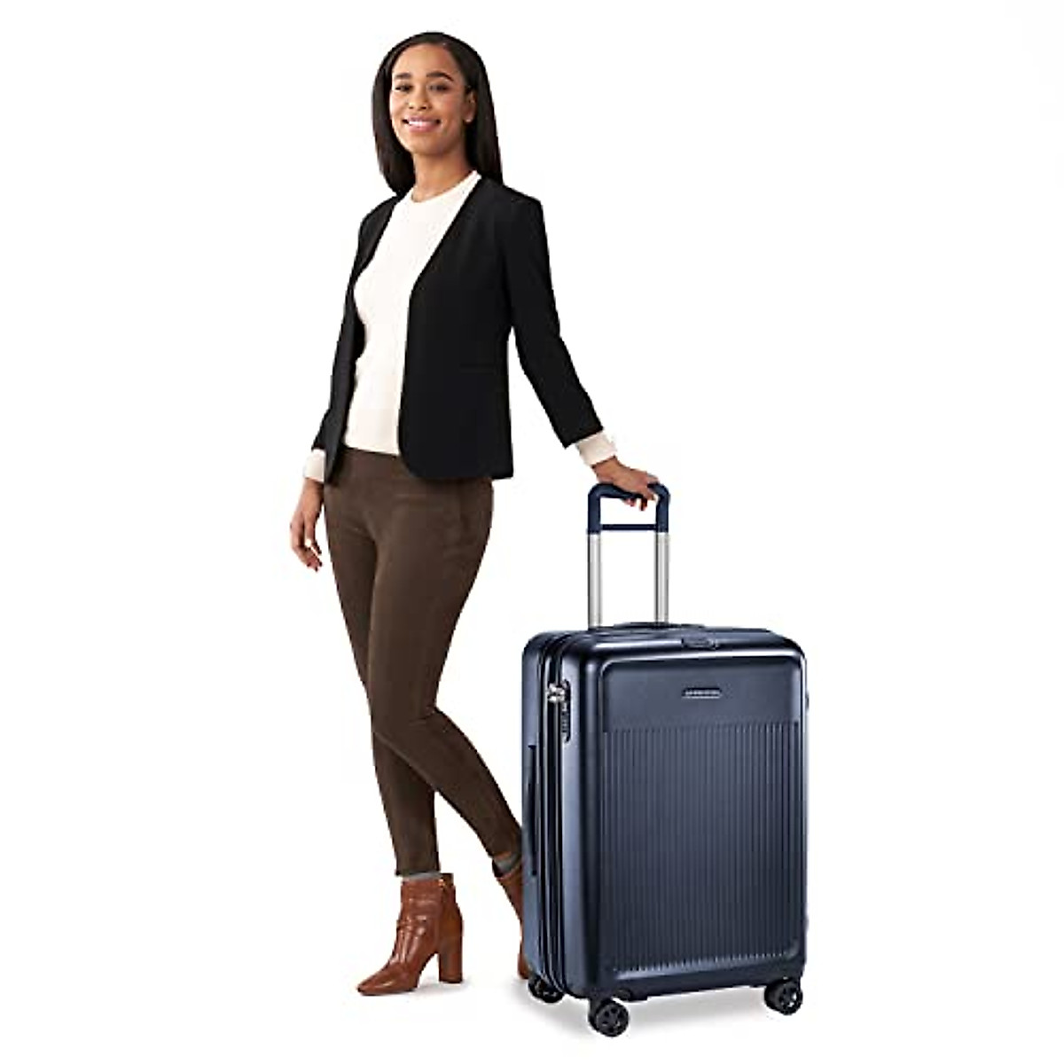 Briggs & Riley Sympatico Hardside Medium Spinner Luggage, Matte Navy, 27-Inch Checked