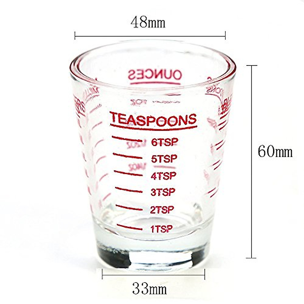 NCnnwovf Shot Glasses Measuring cup Liquid Heavy Glass Wine Glass Espresso Shot Glass 26-Incremental Measurement 1oz, 6 Tsp, 2 Tbs, 30ml Black and Red