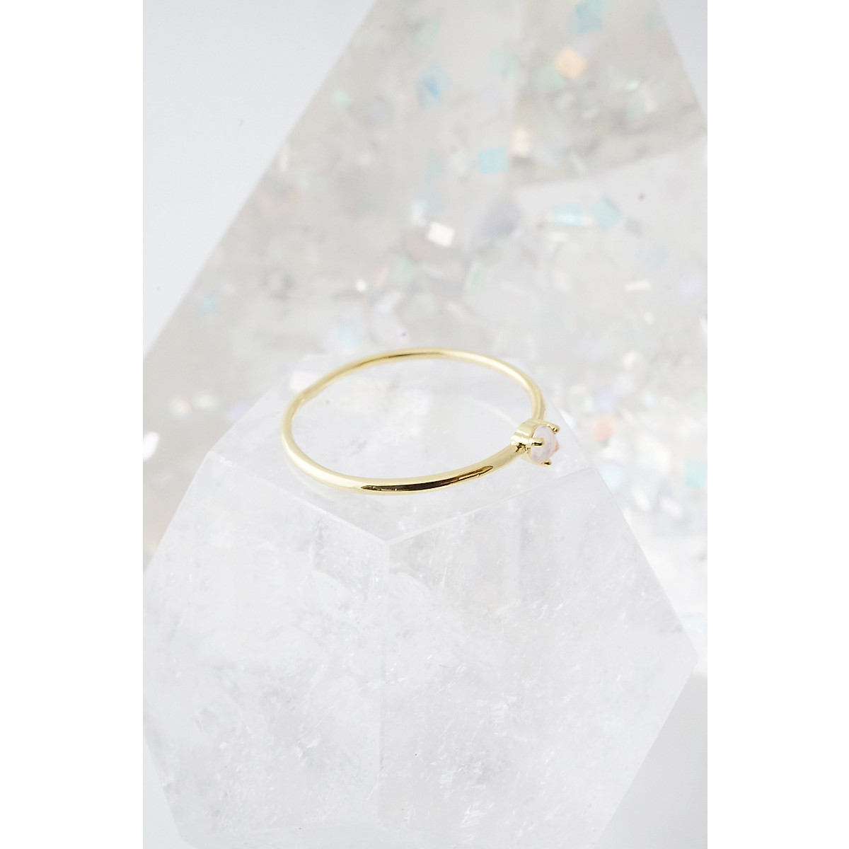 Honeycat Rose Quartz Crystal Point Ring in 18k Gold Plate | Minimalist, Delicate Jewelry (Gold 5)