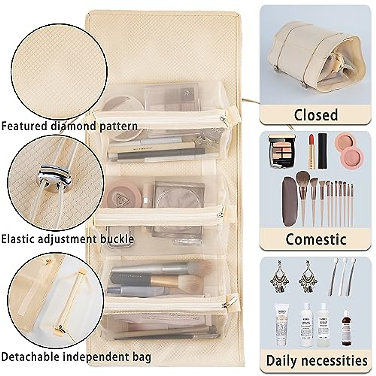 Packing Cubes for Suitcases, JARWEEN Suitcase Organizer Bags 8 Set, Luggage Organizer Bags for Travel Accessories,Carry-on Bag Storage for Trip (Beige)