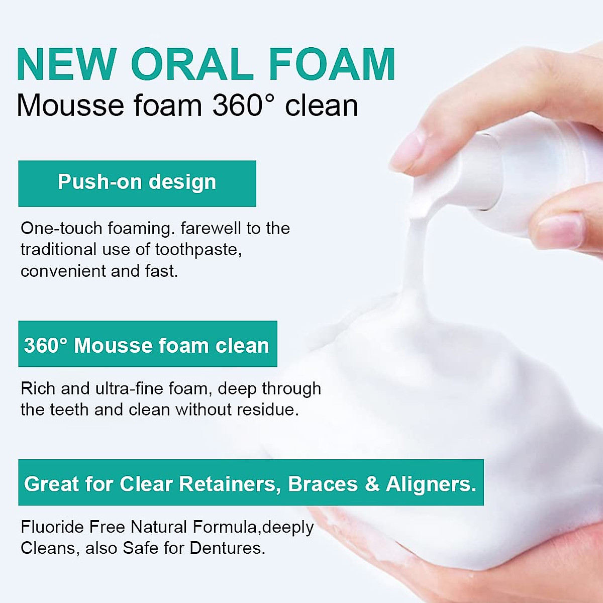 Foam Toothpaste with Fluoride Free Formula, Foaming Toothpaste for U-Shaped Electric Toothbrushes, Whitening Tooth Foam Toothpaste for Kids and Adults, 50ml*2
