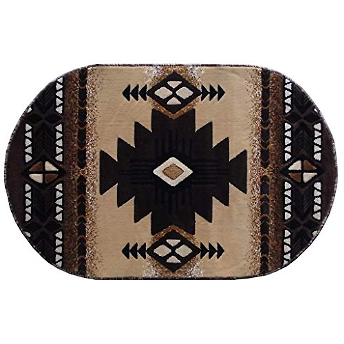 Champion Rugs Southwestern Navajo Aztec Native American Geometric Area Rug Berber (3 Feet X 5 Feet Oval)