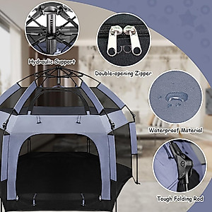 UJUJIA Baby Play Yard Outdoor Baby Playpen with Canopy Beach Tent for Kids and Toddlers Portable Lightweight Pop Up Pack and Play Playards with Travel Bag,61"*61"*49.2" Grey