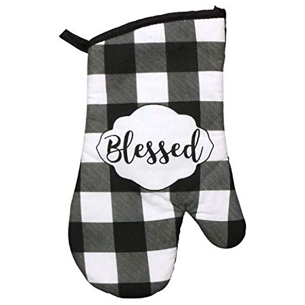 Buffalo Check Decor - Kitchen Linens - Dish Towel Set (5 Pc) Classic and Blessed Black and White Buffalo Check - Kitchen Towels - Oven Mitt - Pot Holders - Kitchen Decorations - Hand Towels