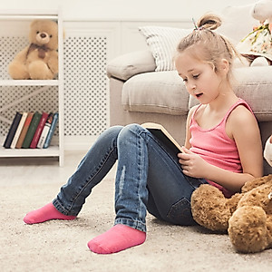 HYzgb Toddler Girls Socks 3T-4T-5T with Grippers 12 Pairs Cotton Little Kids Non Slip Ankle Socks for Toddler Kids 3-4-5 Years Old All Seasons Wearing (Bright Candy Colors)