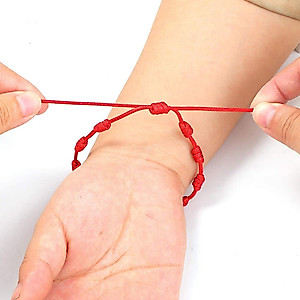 Evil Eye Bracelet for Women Men 7 Knot Lucky Bracelets Handmade Braided Bracelet Adjustable Family Friend Couple Protection Bracelet(A,red) (AMX2X0A7XLUS)