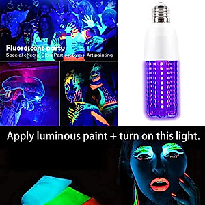 Kapata 15W LED UV Black Light Bulb Energy Saving UV Black Lights UVA Level 395-400nm, Glow in The Dark , 100W Black Fluorescent Light Equivalent E26 120V , 2- Pack