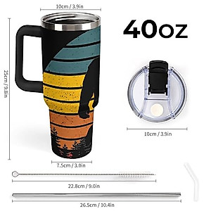 Retro Bigfoot Silhouette (1) 40 Oz Tumbler with Handle And Straw Lid,Insulated Reusable Stainless Steel Travel Glass Mug 40 Ounces