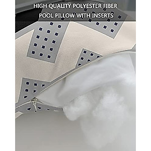 Recliner Head Pillow Ledge Loungers Chair Pillows with Insert Modern Geometric Blue Black White Pattern Lumbar Pillow with Adjustable Strap Outdoor Waterproof Patio Pillows for Beach Pool, 2 PCS