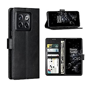 Feitenn for Oneplus 10T 5G Case,1+10T Flip Wallet Leather Cover with Kickstand,Multi-Function Magnetic Suction Strong Closure Protective Phone Case for Oneplus 10T 5G 2022 (Black)