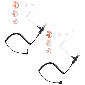 commountain 3.5mm Listen Only Earpiece for Speaker Mic of Motorola commountain Kenwood Baofeng etc, Acoustic Tube Receive Only Headset w/ 3 Earmolds, For Police Security and Law Enforcement Use-2 Pack
