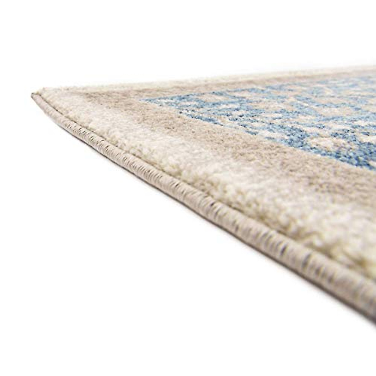 Unique Loom Salzburg Collection Area Rug - Gneis (5' Square, Cream/ Light Blue)