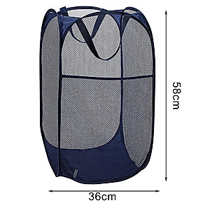 jyibinee Foldable Laundry Basket, Foldable Large Capacity Clothes Storage Basket, Hollow out Mesh Breathable Wide Opening Straps Toys Dolls Storage Basket Laundry Basket for Home Dark Gray