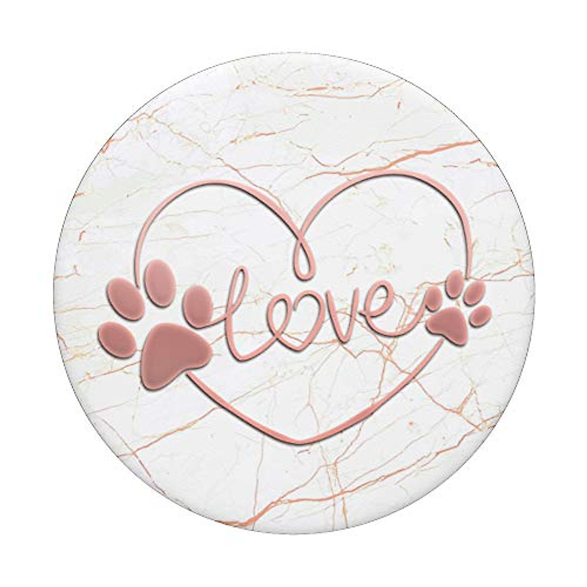 Rose Pink Dog Paw Print Heart love and White Grey pattern PopSockets Swappable PopGrip