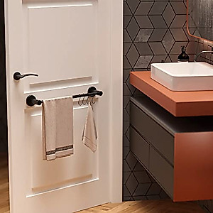 2 Pack Adjustable Single Bath Towel Bar 16 to 27.6 Inch, ZUEXT Oil Rubbed Black Stainless Steel Towel Holder Hanger,Expandable Wall Mounted Towel Rail for Bathroom Kitchen,1" Tube Towel Rail Racks