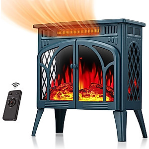 Rintuf Electric Fireplace Heater, 1500W Infrared Fireplace Stove with 3D Flame Effect, 5100BTU Electric Fireplace with Remote Control, Ideal for Indoor Outdoor Home Use