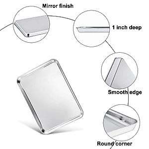 TeamFar Toaster Oven Pan Tray with Cooling Rack, Stainless Steel Toaster Ovenware broiler Pan, Compact 8''x10''x1'', Healthy & Non Toxic, Rust Free & Easy Clean - Dishwasher Safe