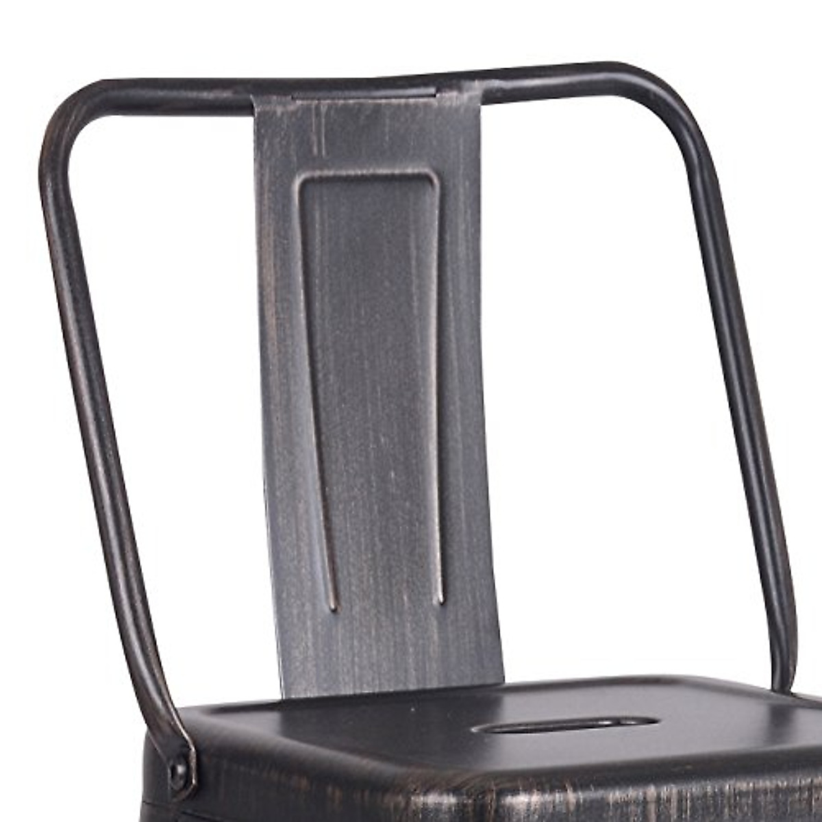 AC Pacific Modern Industrial Metal Bar Stool, Bucket Back and 4 Leg Design Ideal for Kitchen Island or Counter Top, Set of 2, 30" Seat, Distressed Black