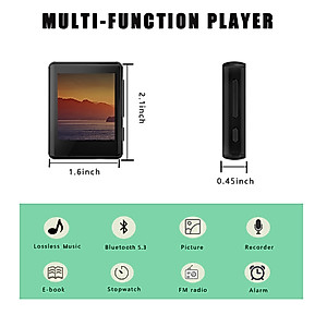 96GB MP3 Player with Bluetooth 5.3, Full Touch Screen Portable Music Player with FM Radio, HD Speaker, HiFi Sound, Voice Recorder, Earphones Included