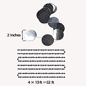 Cheerland Glitter Charcoal Grey Black Circle Garland Kit Halloween Party Decoration Hanging Polka Dots Streamer Backdrop Banner Birthday Wedding Retirement New Years NYE Bachelorette Bridal Shower